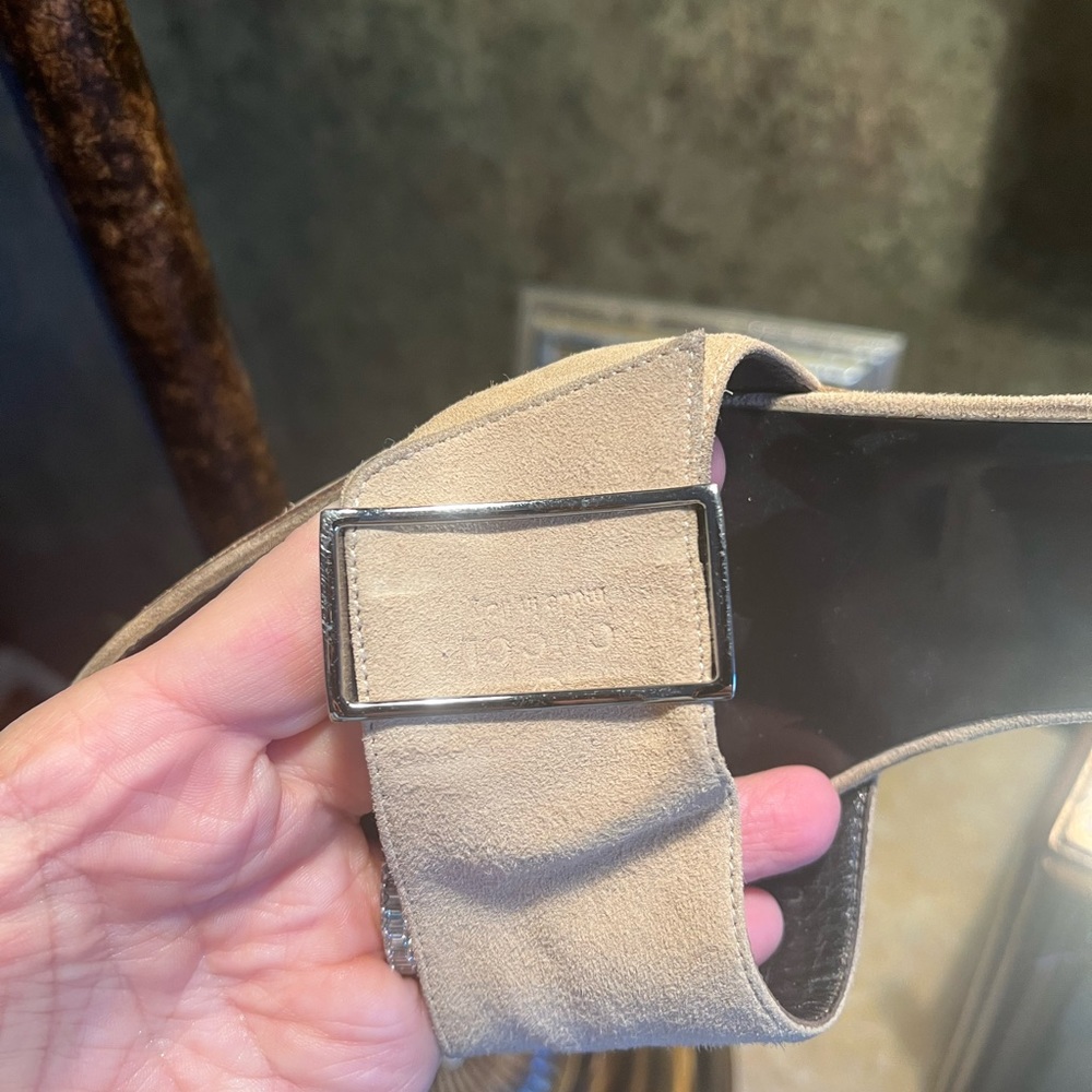 Gucci 8.5 Slides Tan In Color Suede With Silver Buckl… - Gem